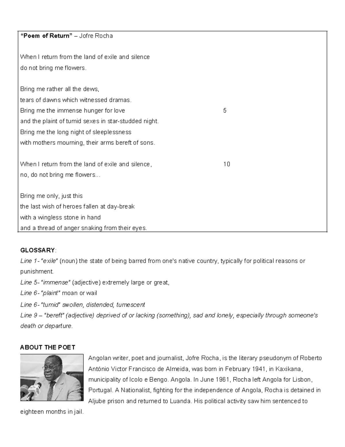 POEM OF Return - Give more captions - “Poem of Return” – Jofre Rocha ...