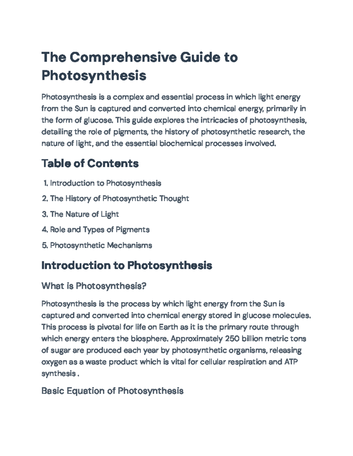 Comprehensive Guide to Photosynthesis: Mechanisms and Discoveries - The ...