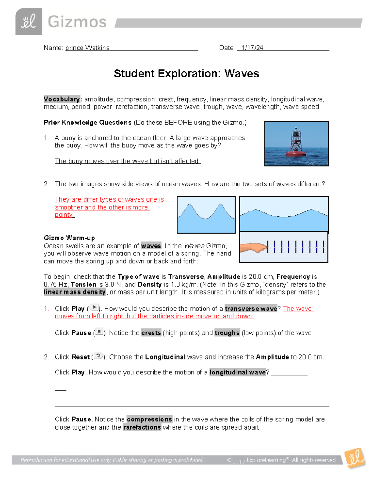 Waves Gizmo 1-19-24 - there you go - Name: prince Watkins Date: 1/17 ...