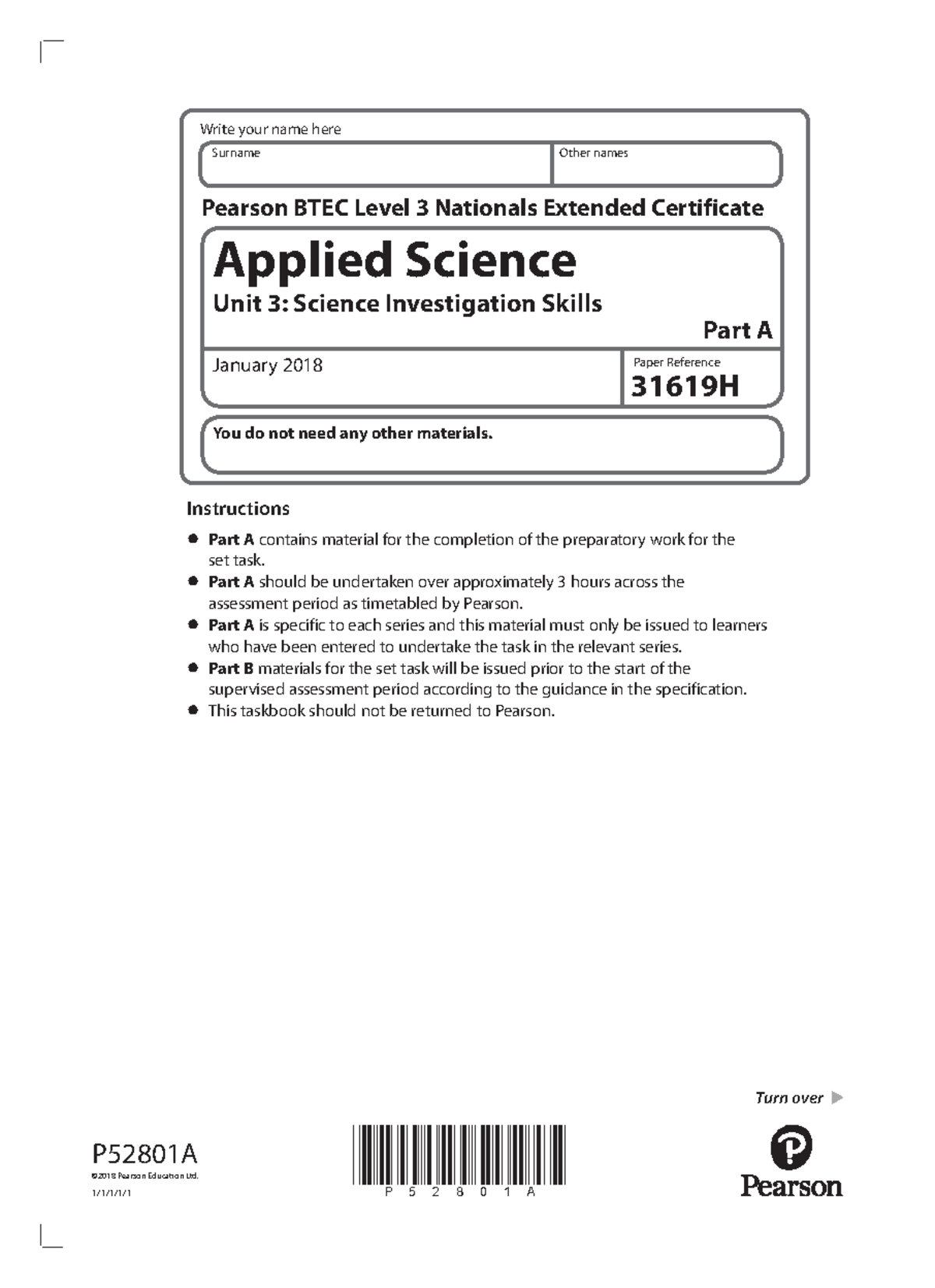 Applied Science BTEC L3 Unit 3 Part A: Practical Investigation on ...