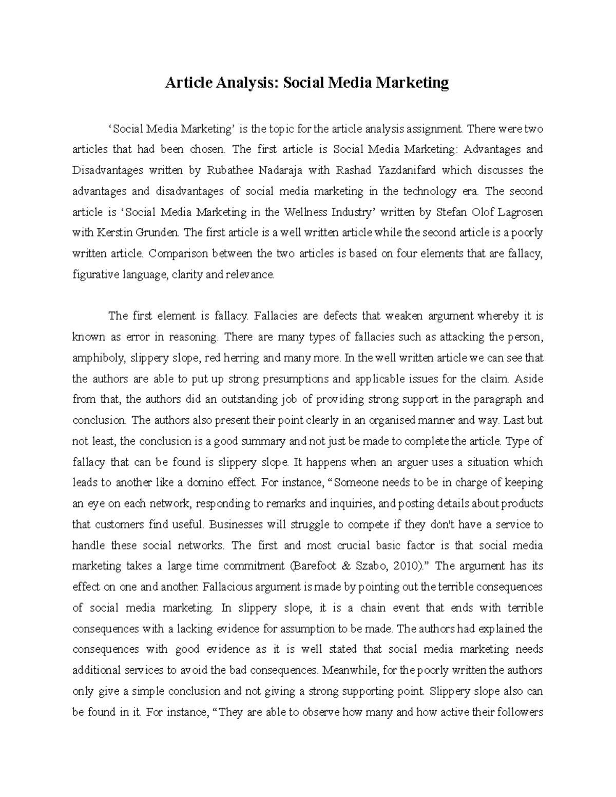 ELC091 Article Analysis: Comparing Social Media Marketing Articles ...