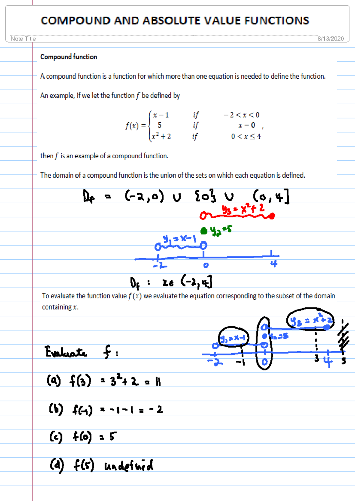 Lecture 12 - Compound and Absolute Value Functions - Studocu