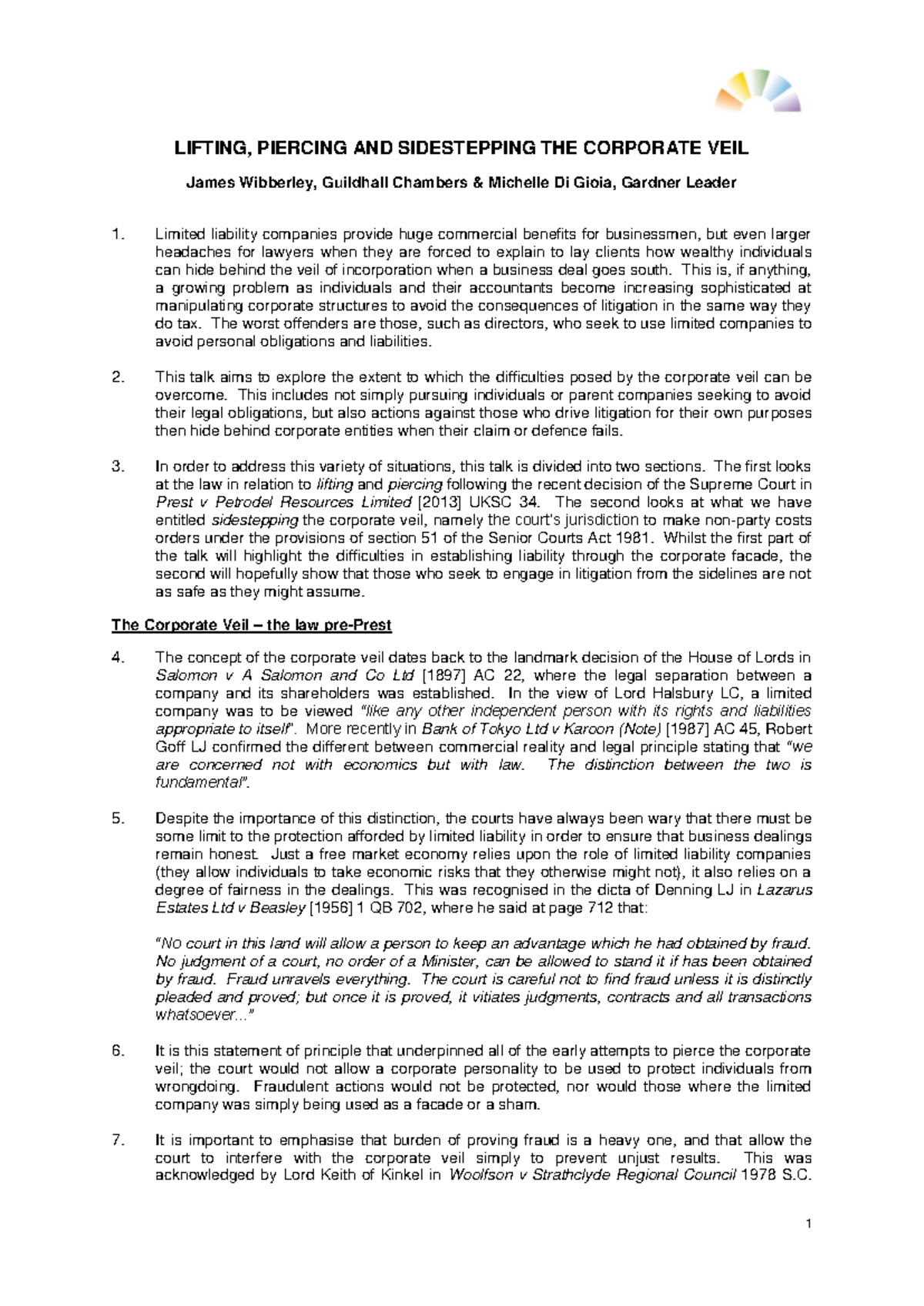 Piercing the Corporate Veil: Insights from Prest v Petrodel Resources ...