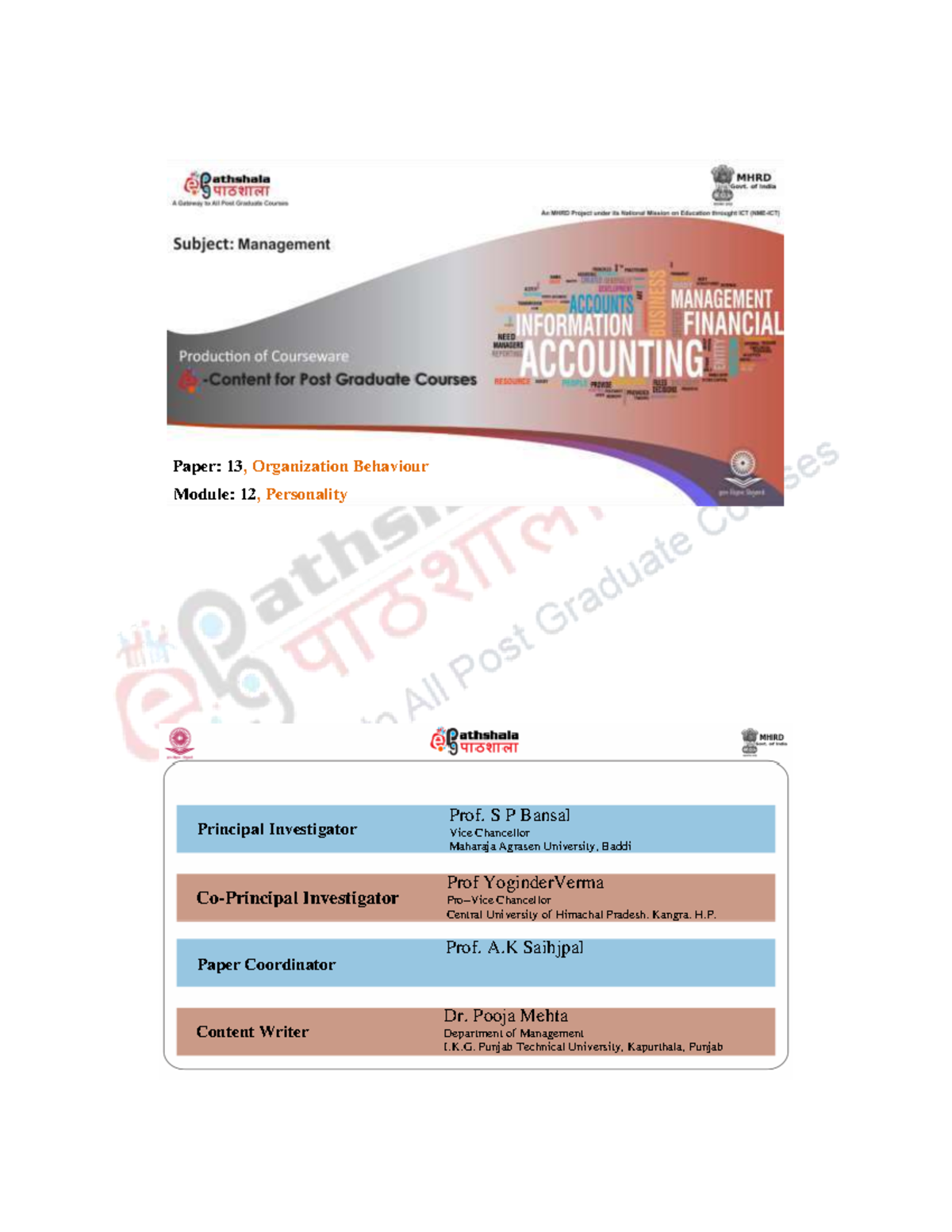 Personality Insights: OB U-2 Module 12 Overview and Key Concepts - Studocu