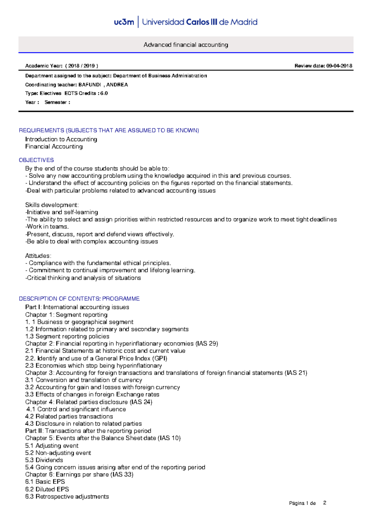 Advanced Financial Accounting (Elective) - Course Overview and Content ...