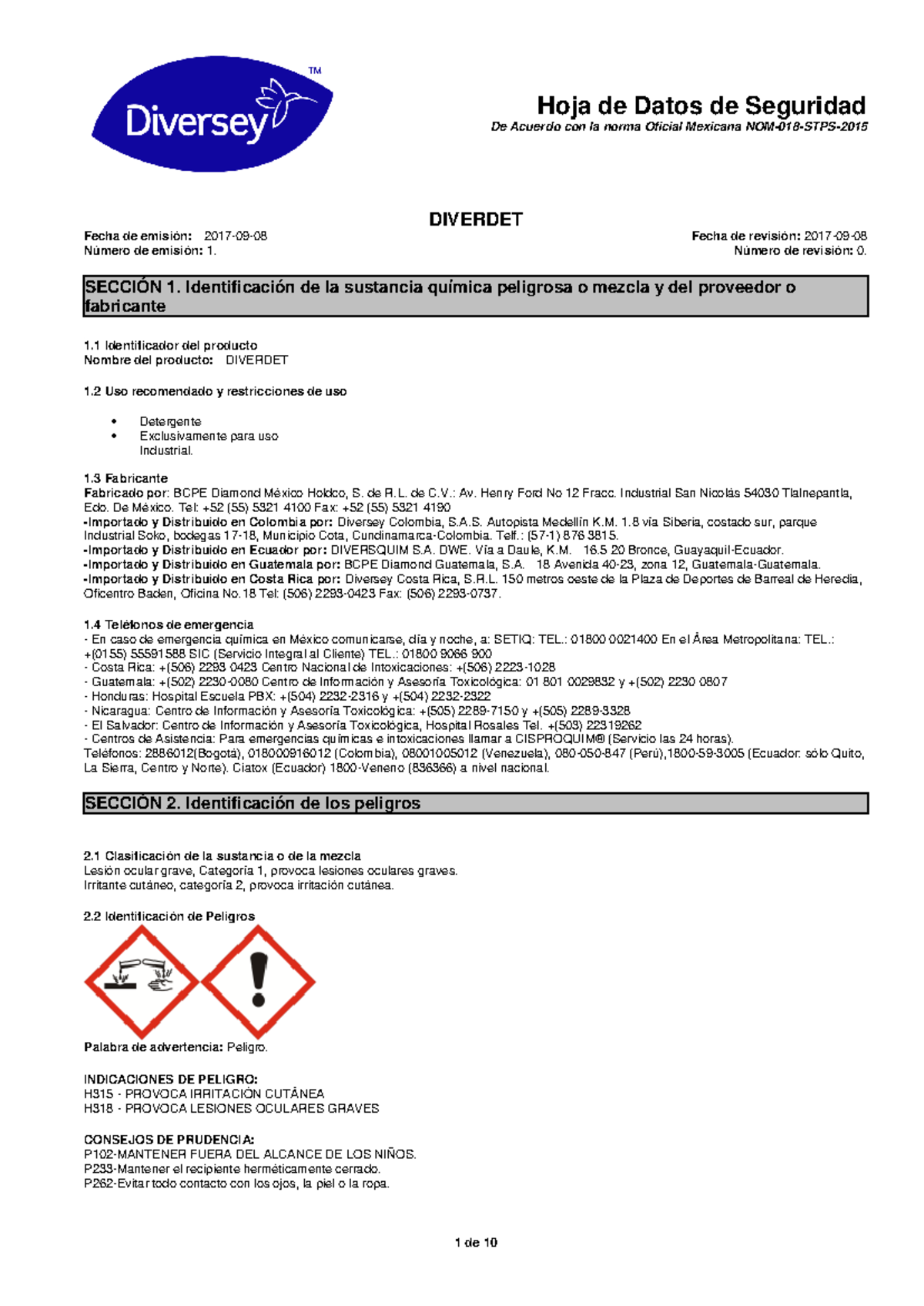 Norma Oficial Mexicana NOM-018-STPS: DIVERDET Información y Seguridad ...