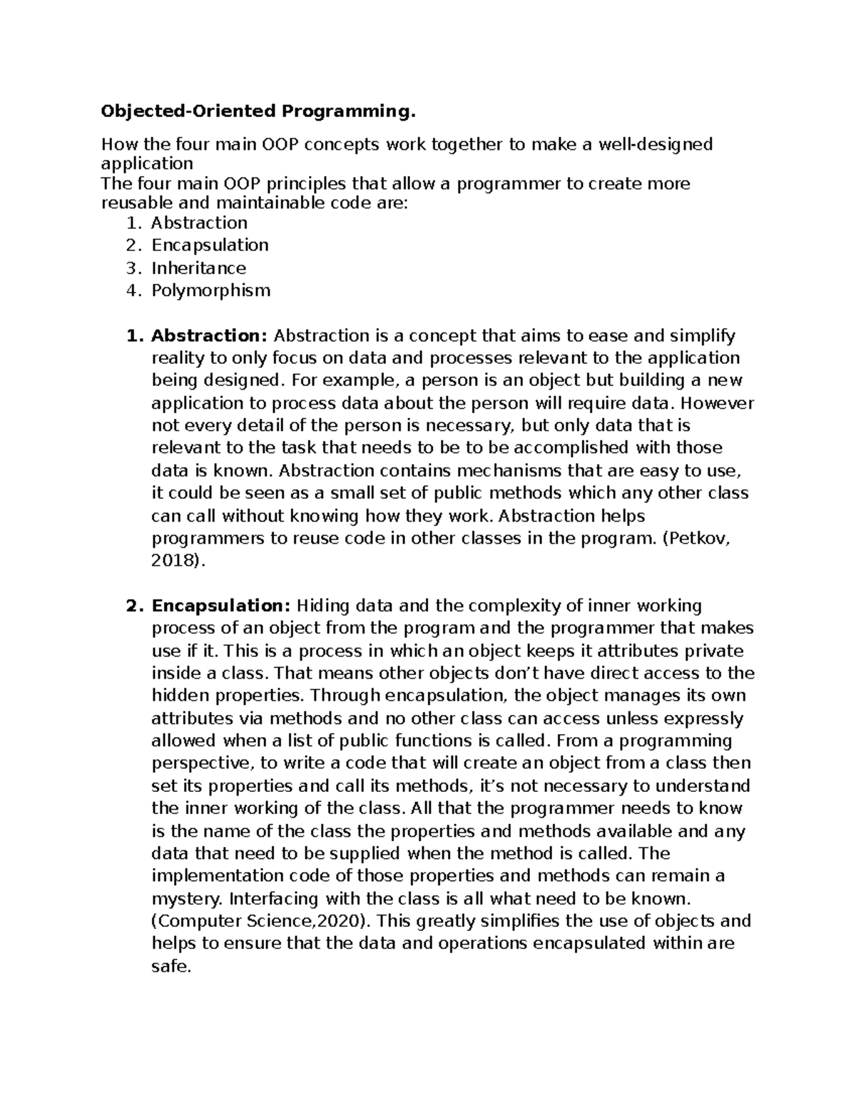 3-1 Discussion: OOP Programming Principles Overview and Insights - Studocu