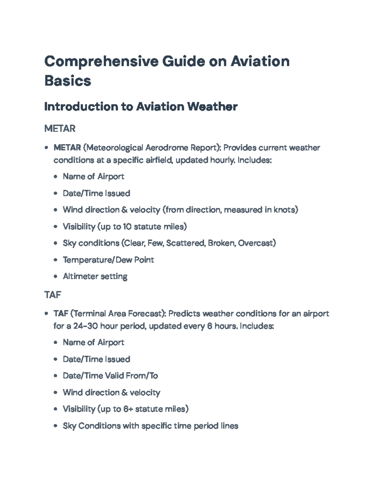 Aviation Fundamentals: Weather, Instruments, and ATC Communication ...