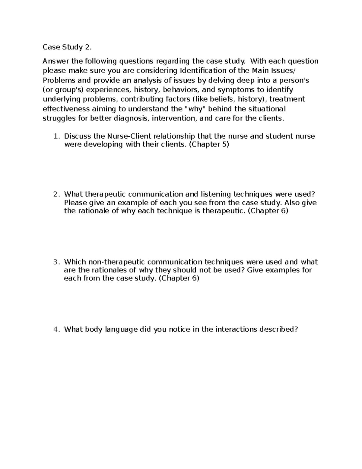 NUR175 Case Study 2: Analyzing Nurse-Client Relationships and ...