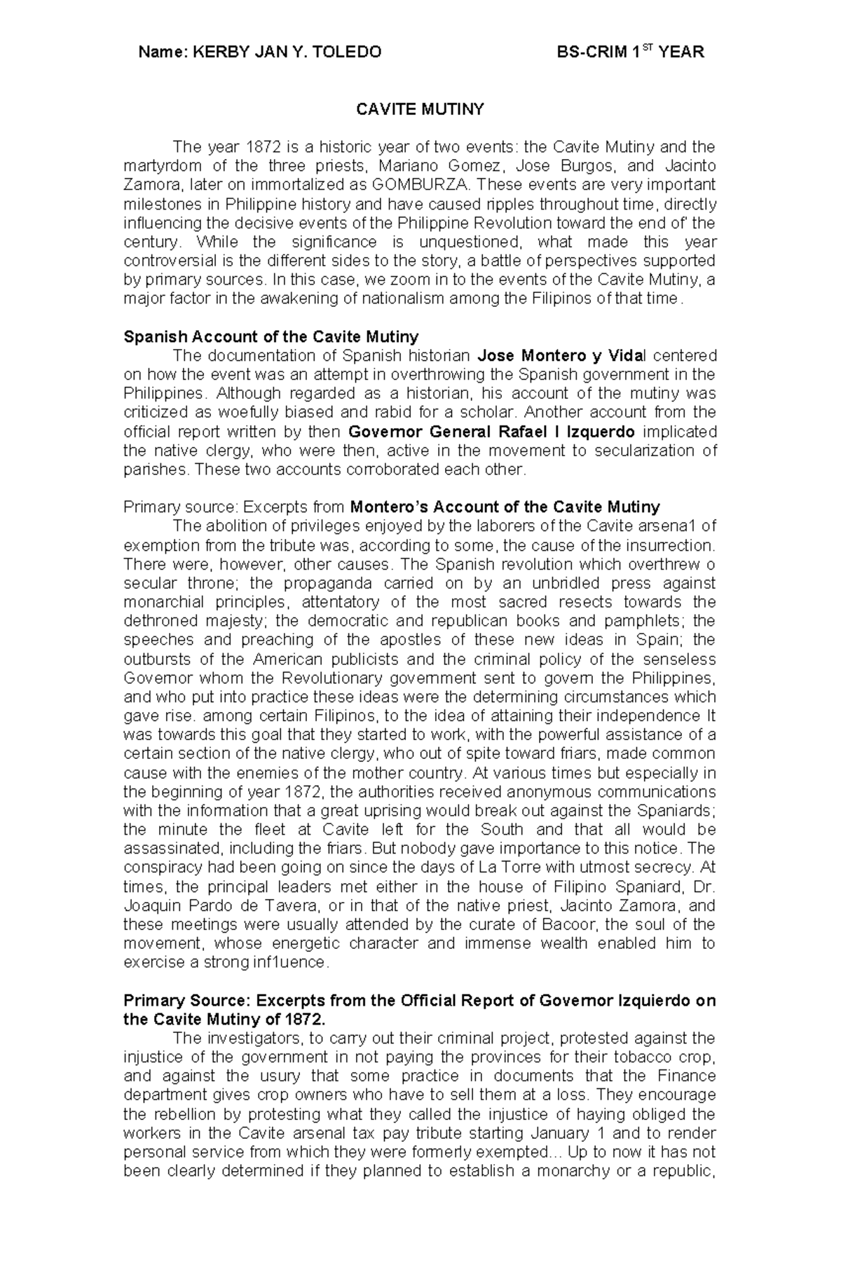 Cavite Mutiny and Philippine Revolution: A Historical Overview (BS-CRIM ...