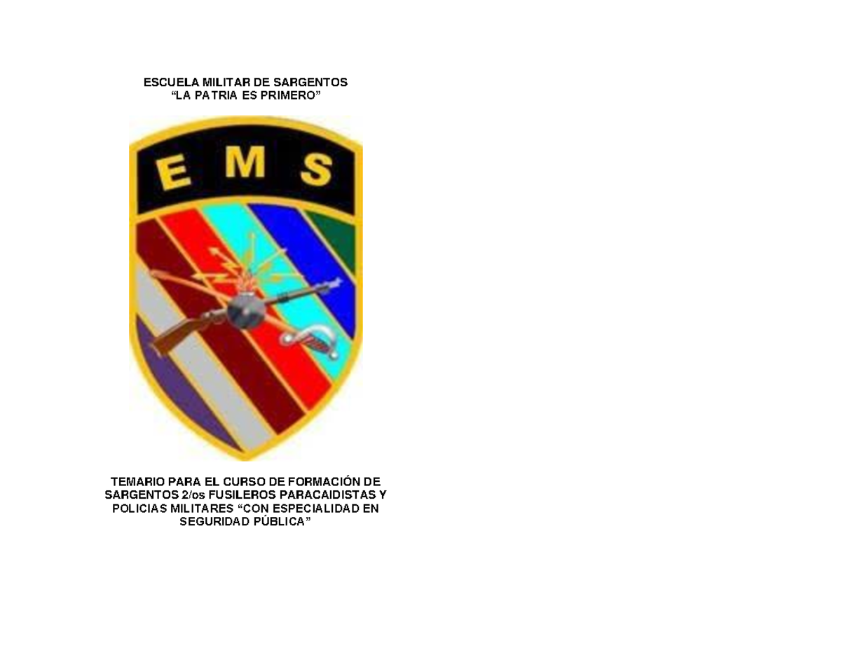 Temario del Curso de Formación de Sargentos 2/os Policías Militares ...