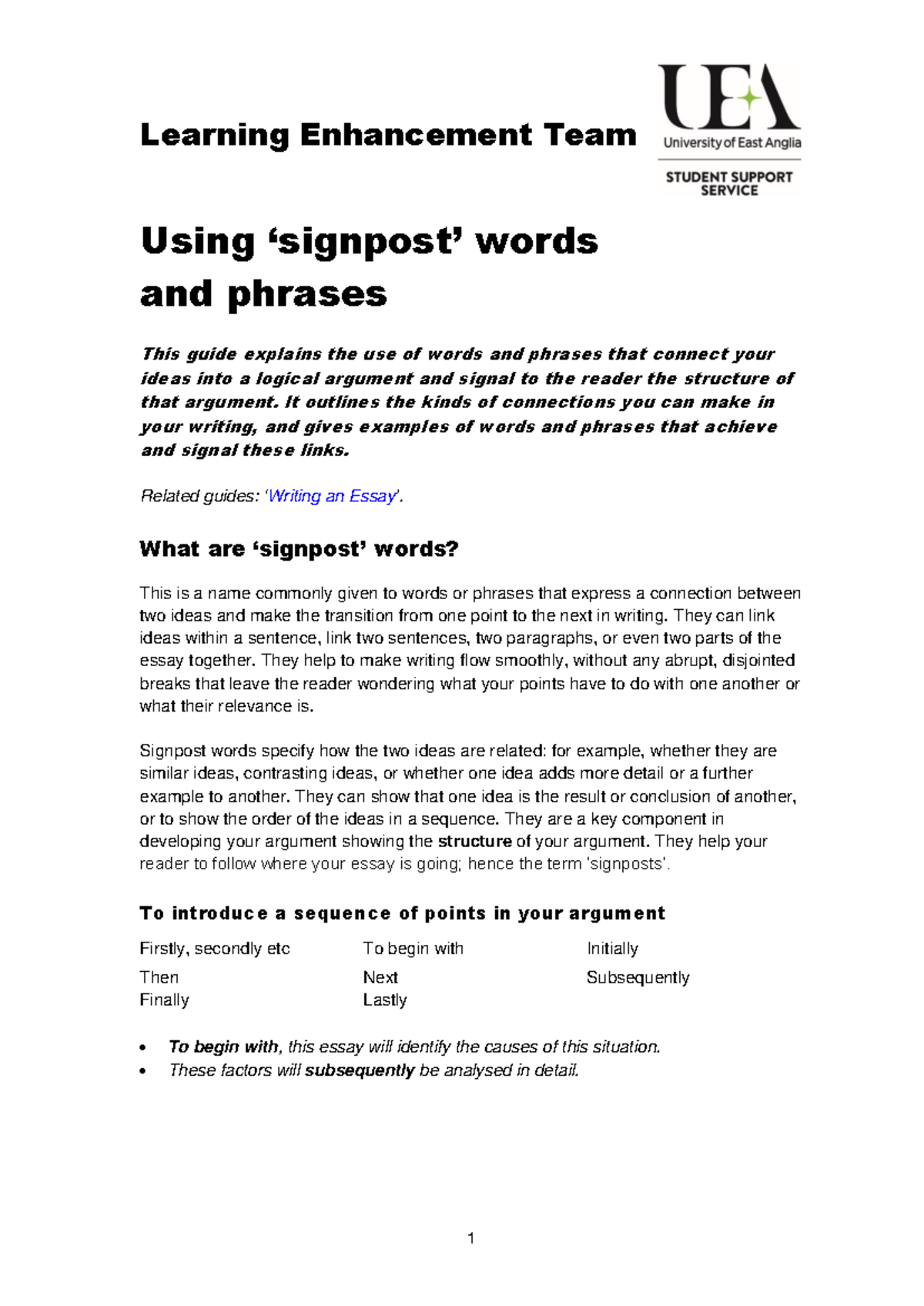 Signposting Techniques for Effective Argumentation in Writing - Studocu