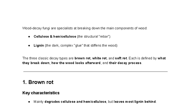 Fungi Decay Types: Brown, White, and Soft Rot - Study Notes (BIO 101 ...