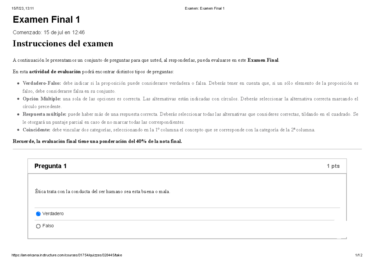 Examen Final 1 Rse 30 Evaluación De Responsabilidad Social Empresarial 1781
