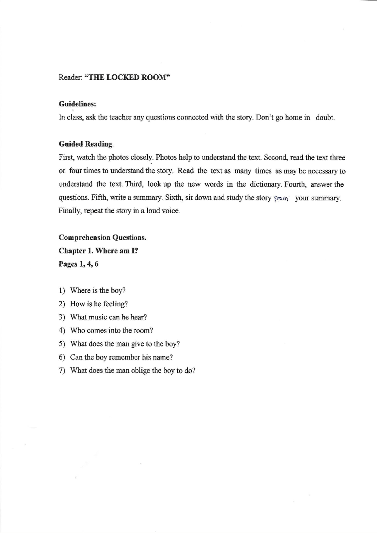 Locked Room: Key Questions and Solutions Analysis - Studocu