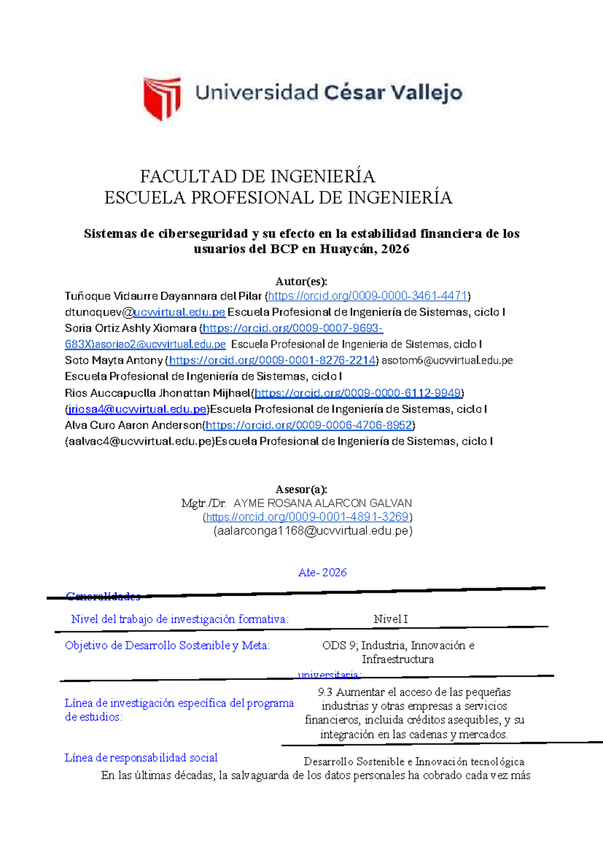 Ciberseguridad y Estabilidad Financiera en BCP: Un Estudio 2026 - Studocu