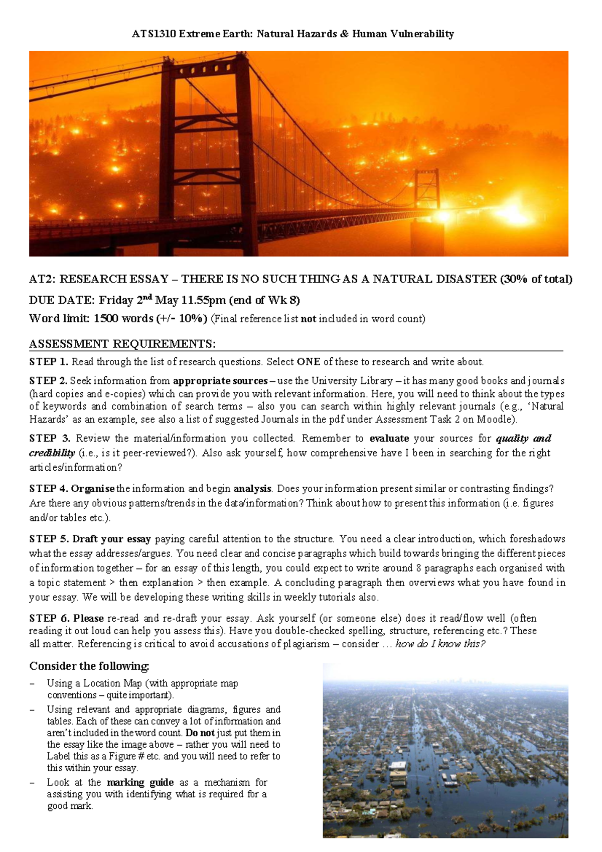 ATS1310 Extreme Earth: Research Essay Guidelines on Natural Disasters ...