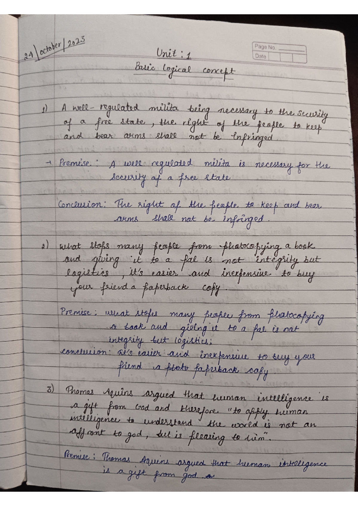 (Unit 1) - Exercises on Implicit Logic and Argumentation - Studocu