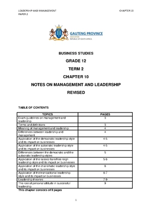 Total Quality Management Business Studies notes grade 12 2024 Let's ...