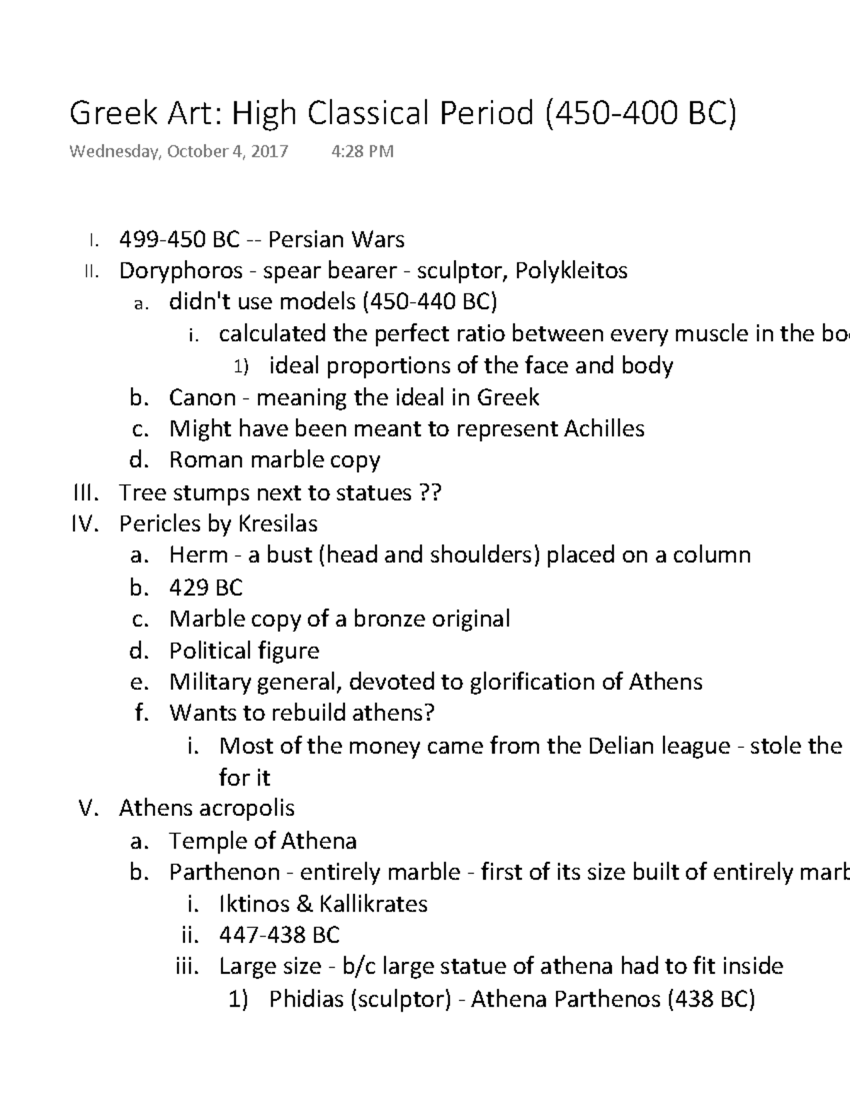 Greek Art High Classical Period (450-400 BC) - Warning: TT: undefined ...