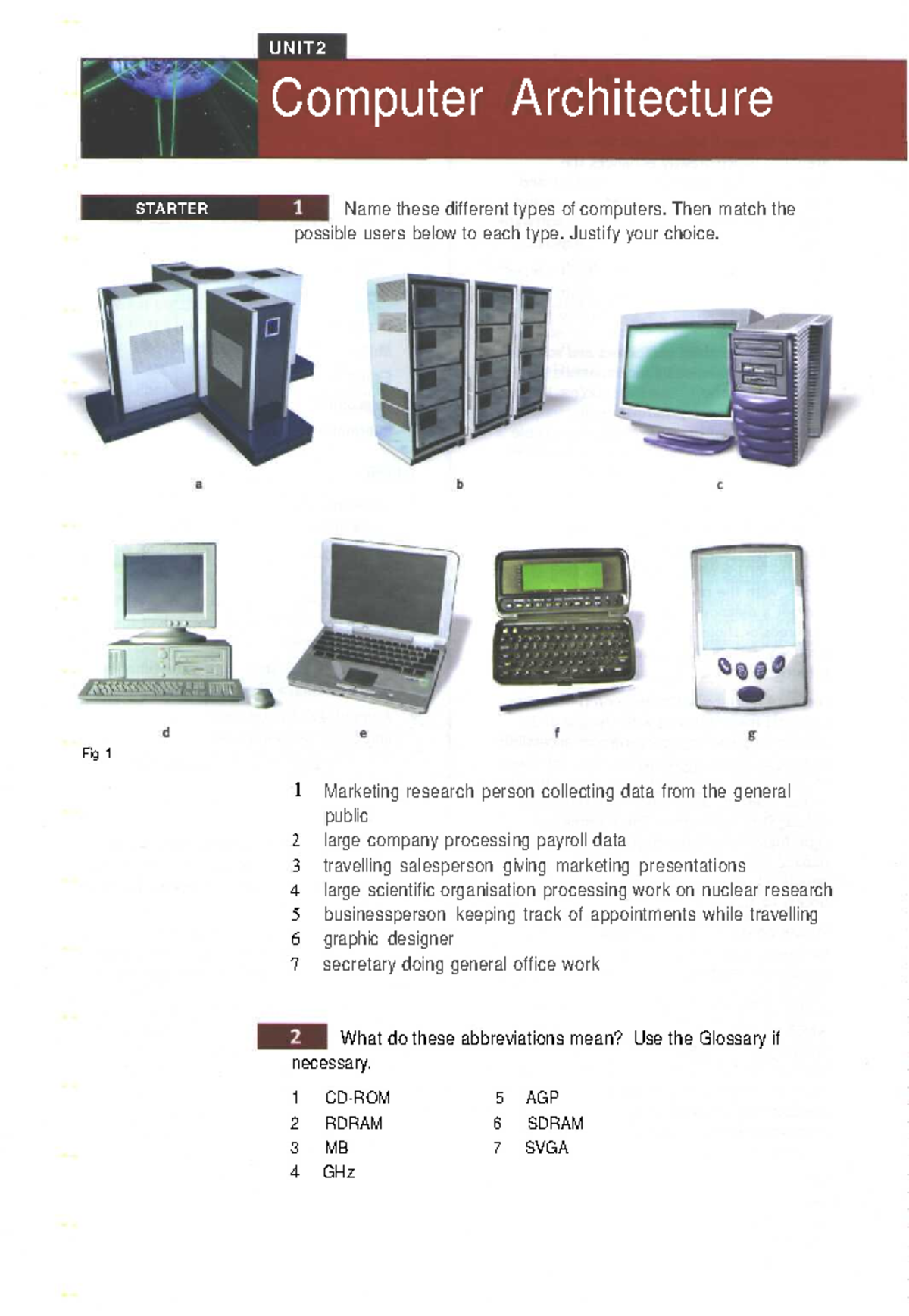 Unit2 - Notes - U N I T 2 Computer Architecture STARTER Name these ...