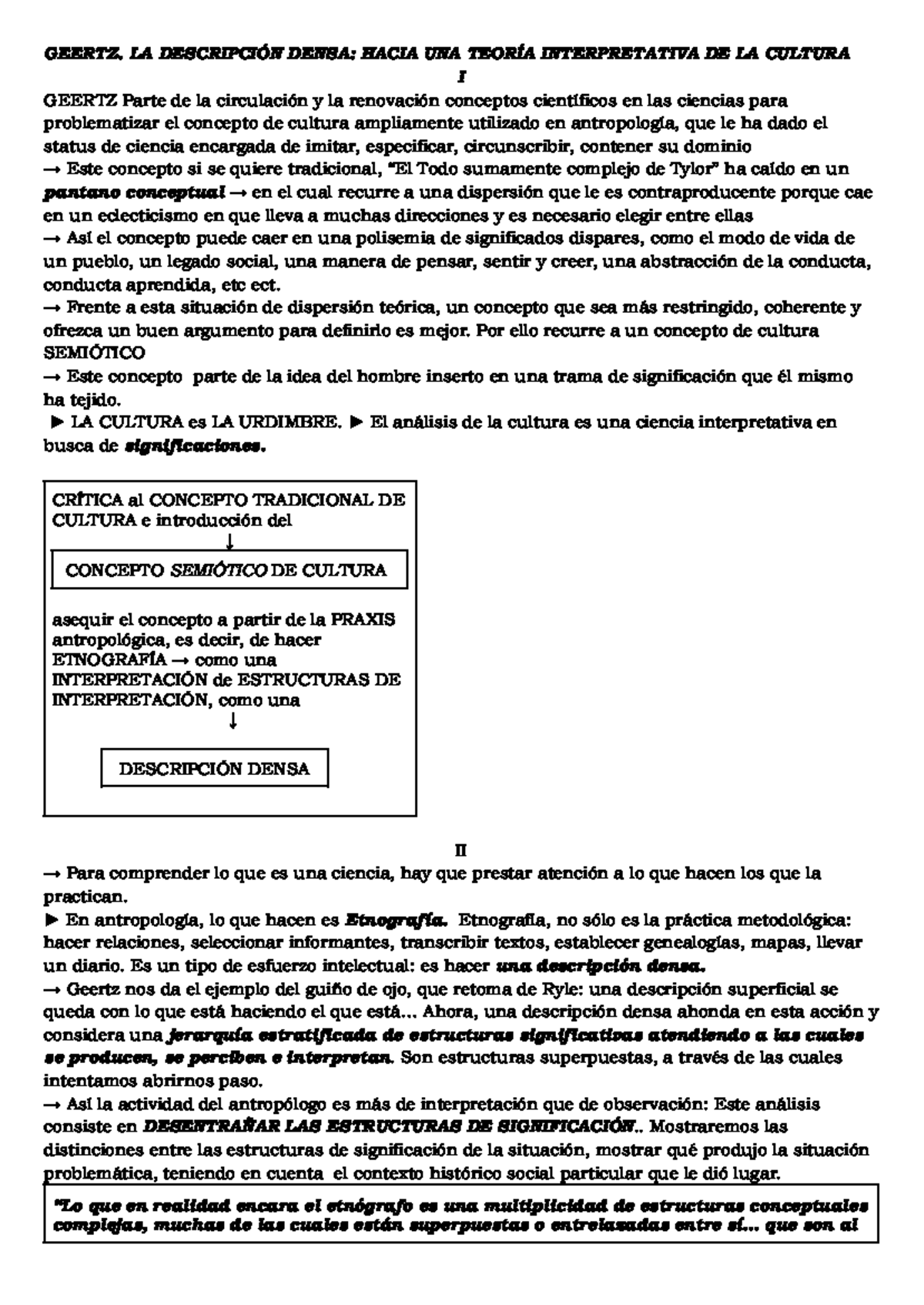 Geertz - Descripción Densa: Teoría Interpretativa de la Cultura - Studocu