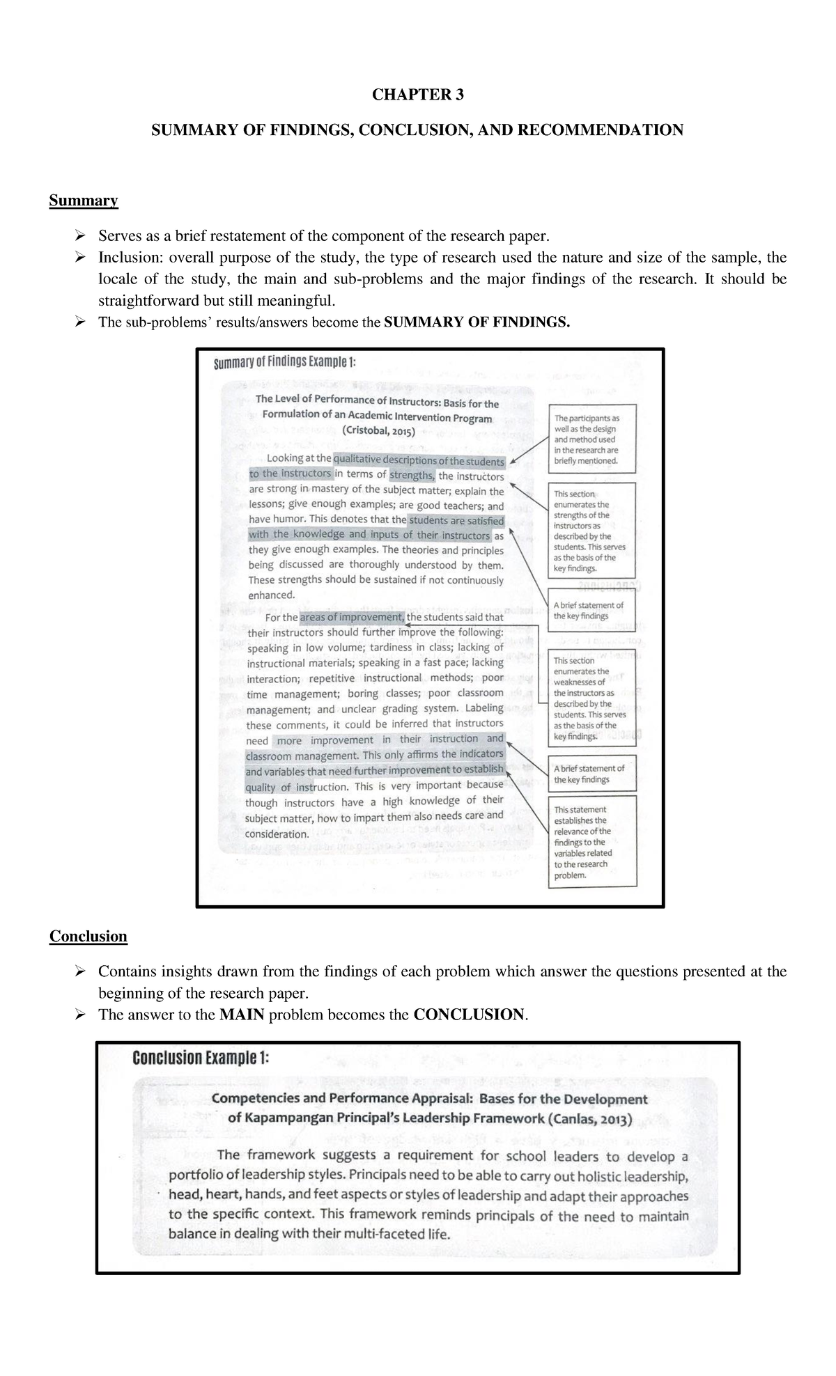 Chapter 3 - Summary of Findings, Conclusions & Recommendations - Studocu