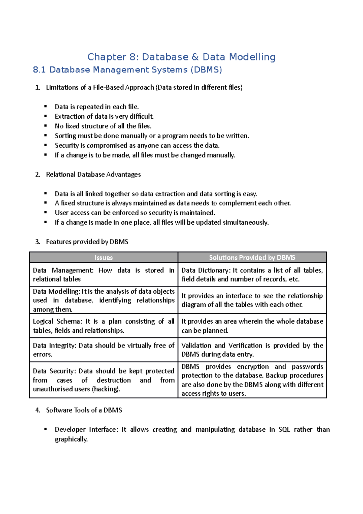 CS 8 - Comp Science - Chapter 8: Database & Data Modelling 8 Database ...