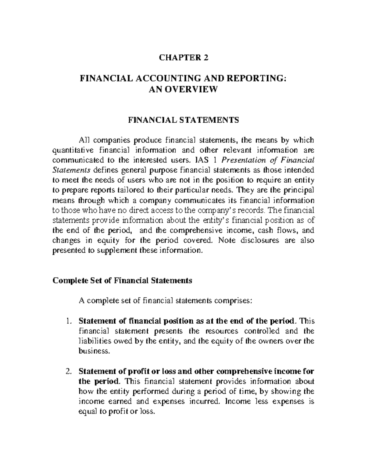 CHAPTER 2: OVERVIEW OF FINANCIAL ACCOUNTING & REPORTING - Studocu