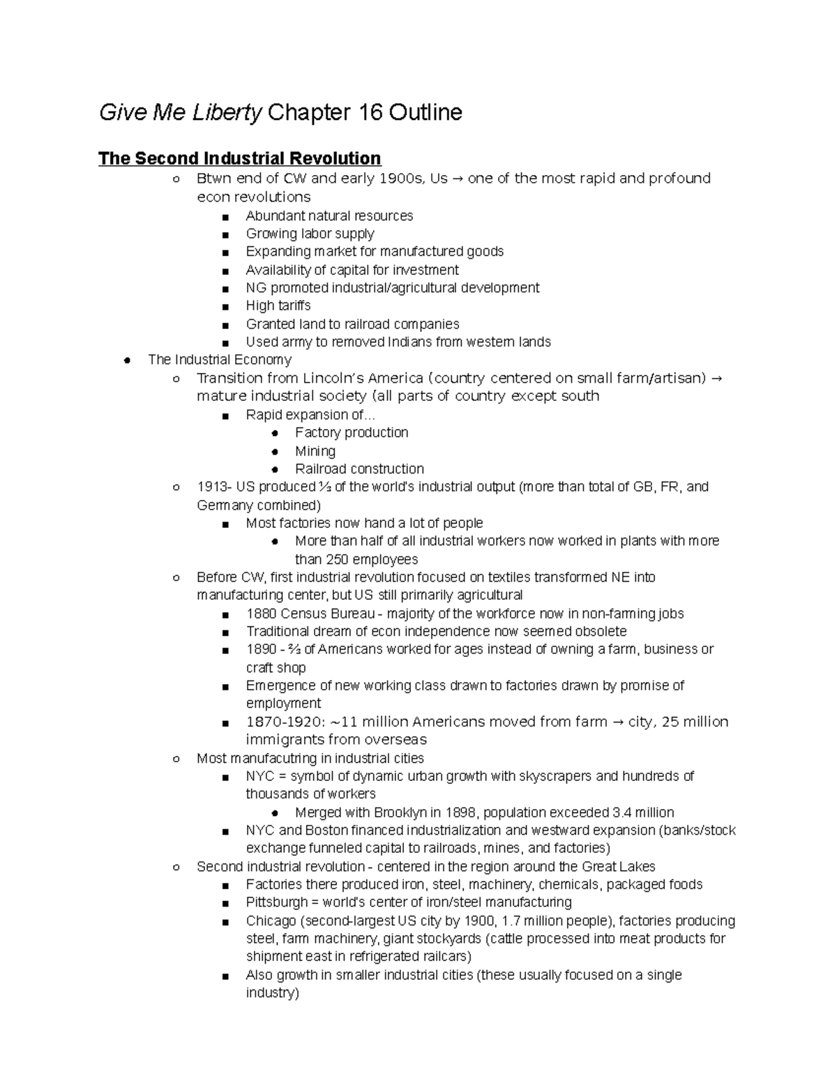 Give Me Liberty: Chapter 16 Insights on the Second Industrial ...