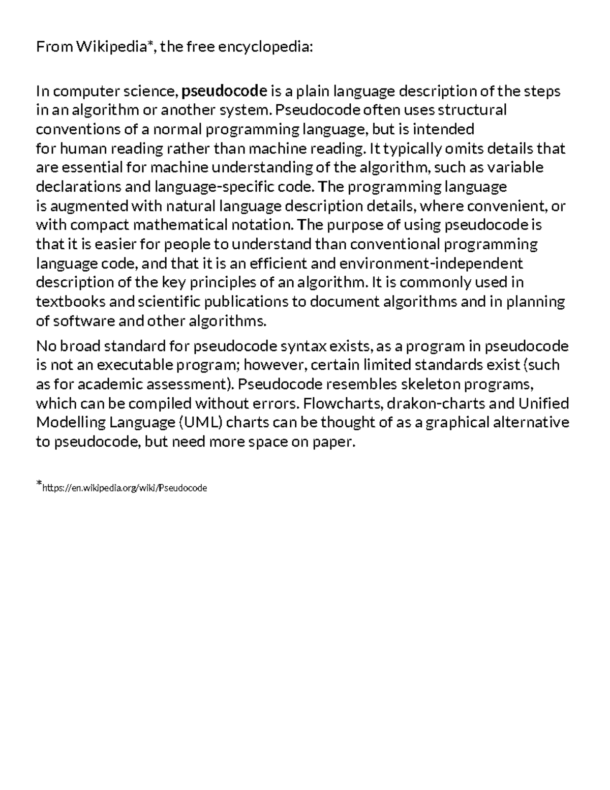 Pseudocode - Practice Project Assignment (CS101) - Studocu