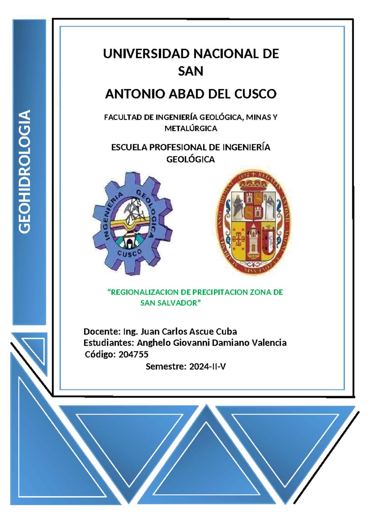 Informe de Regionalización de Precipitación en San Salvador - UNSAAC ...
