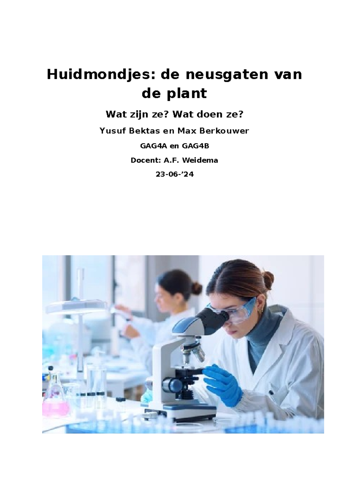 Verslag over Huidmondjes: Functie en Dichtheid in Planten (GAG4A/GAG4B ...