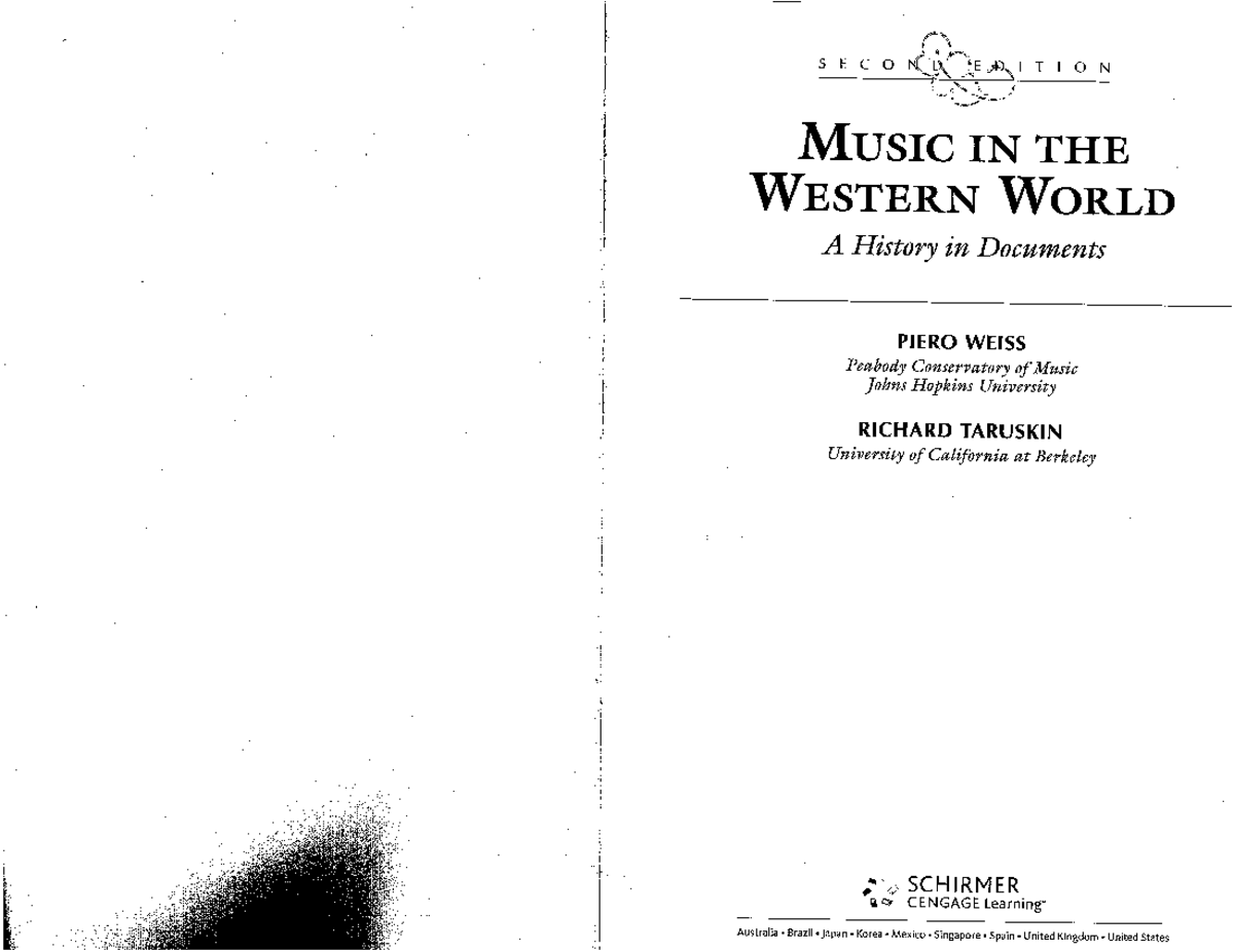 MUSIC IN THE WESTERN WORLD: A History in Documents (2nd Ed.) - Studocu