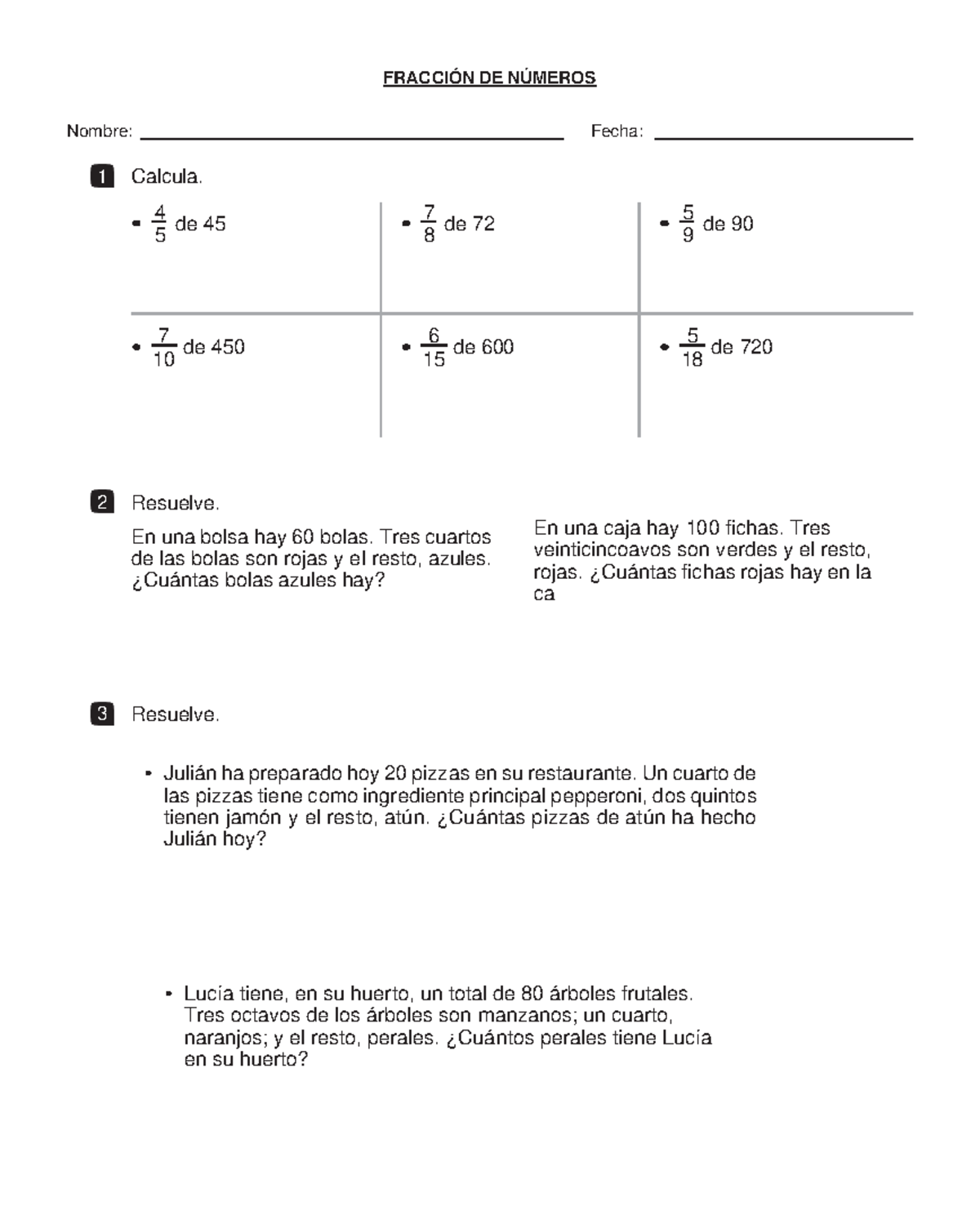 FRACCIÓN DE NÚMEROS - Ejercicios y Problemas Resueltos - Studocu