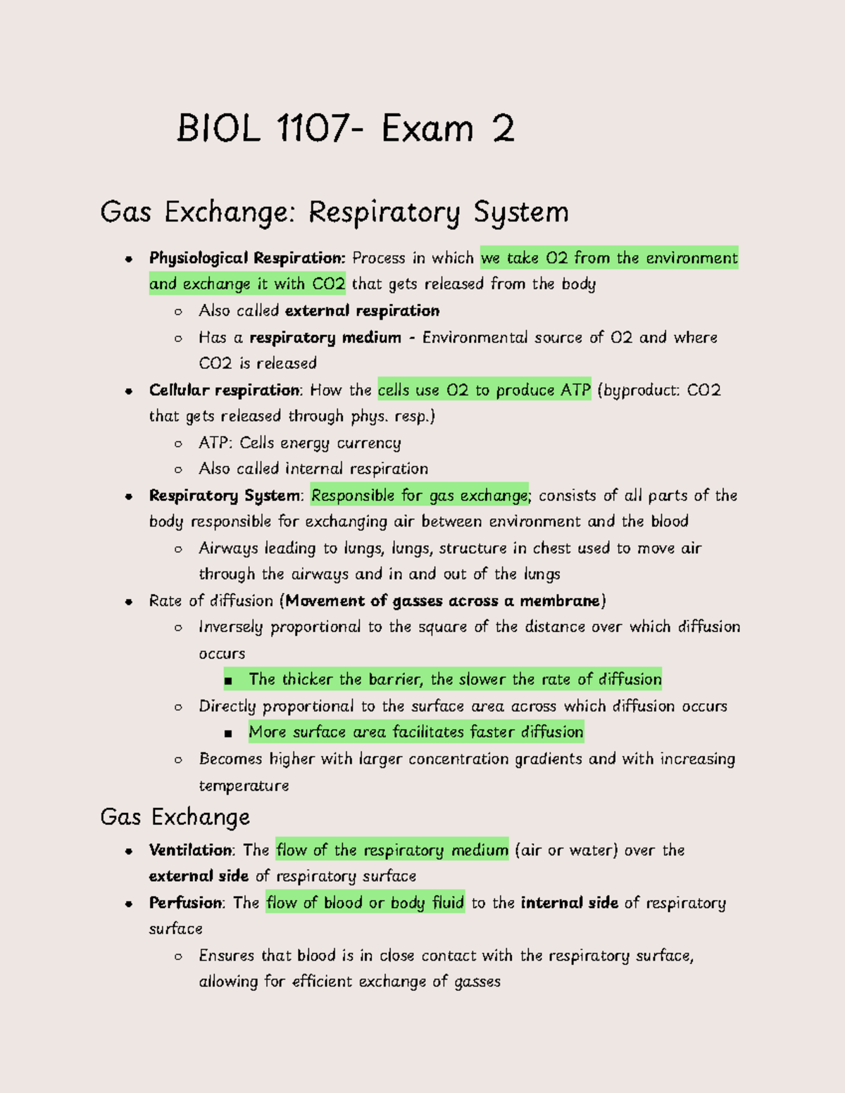BIOL 1107 - Detailed Study Guide for Exam 2 - Studocu