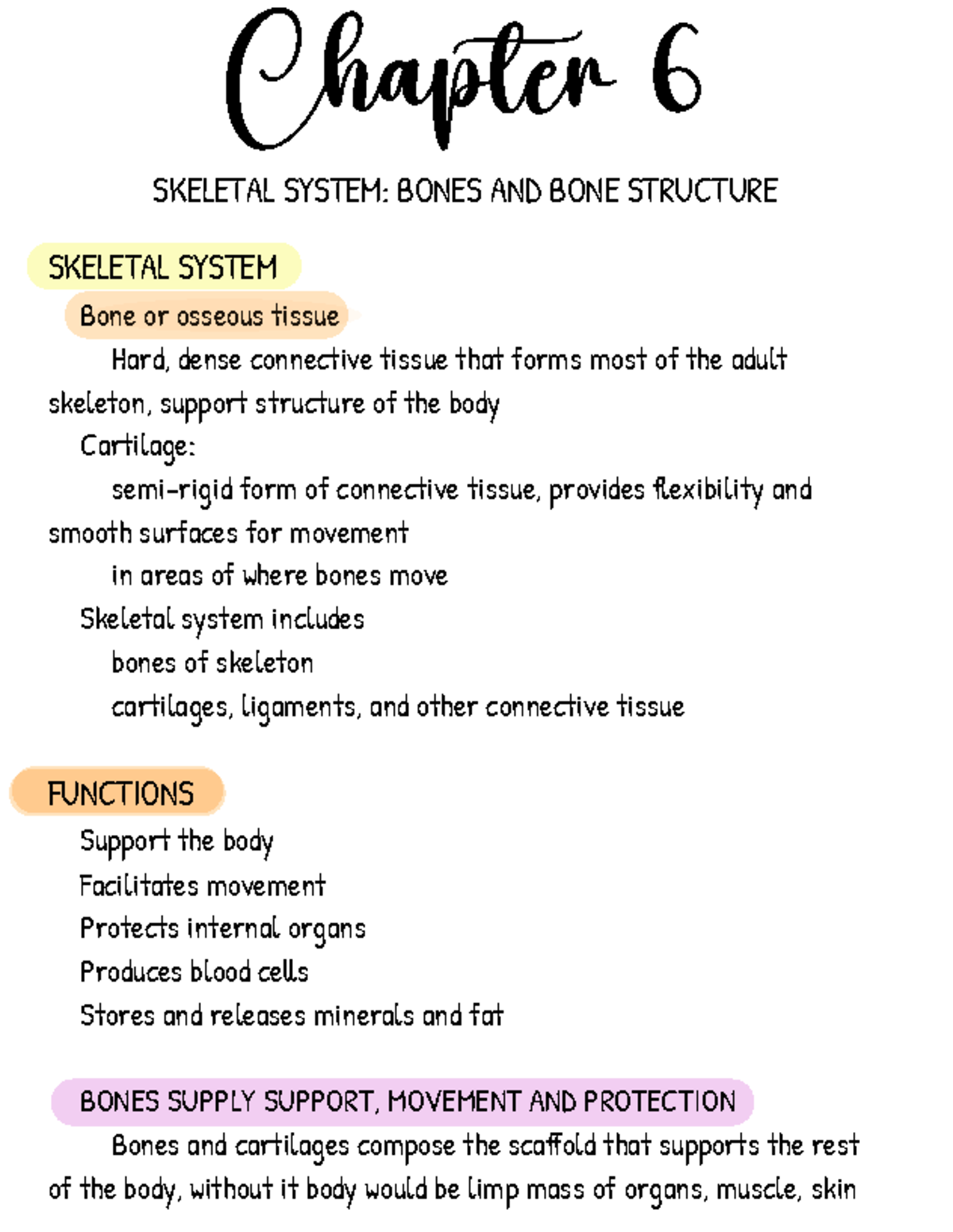 Chapter 6: Skeletal System - Overview of Bones & Growth Processes - Studocu