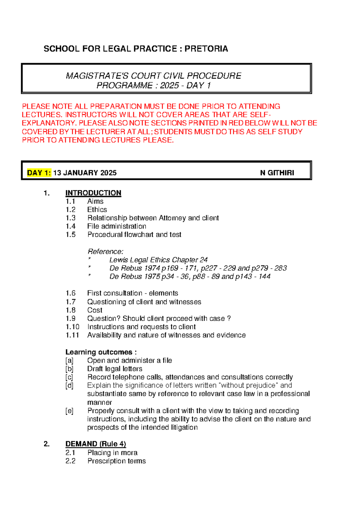 MCP Detailed Programme D1 2025 - SCHOOL FOR LEGAL PRACTICE : PRETORIA ...