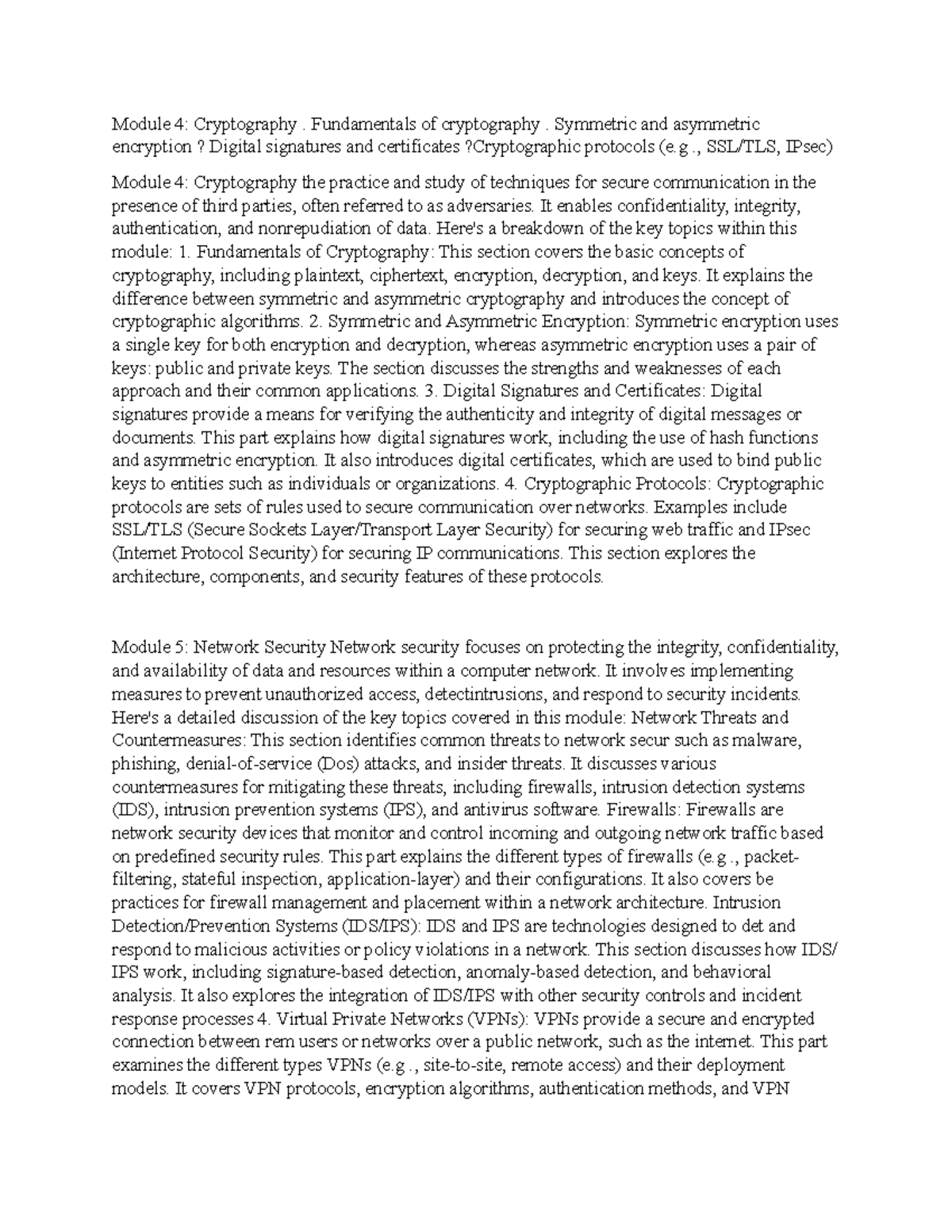 Module 4: Cryptography - Key Concepts & Techniques Explained - Studocu
