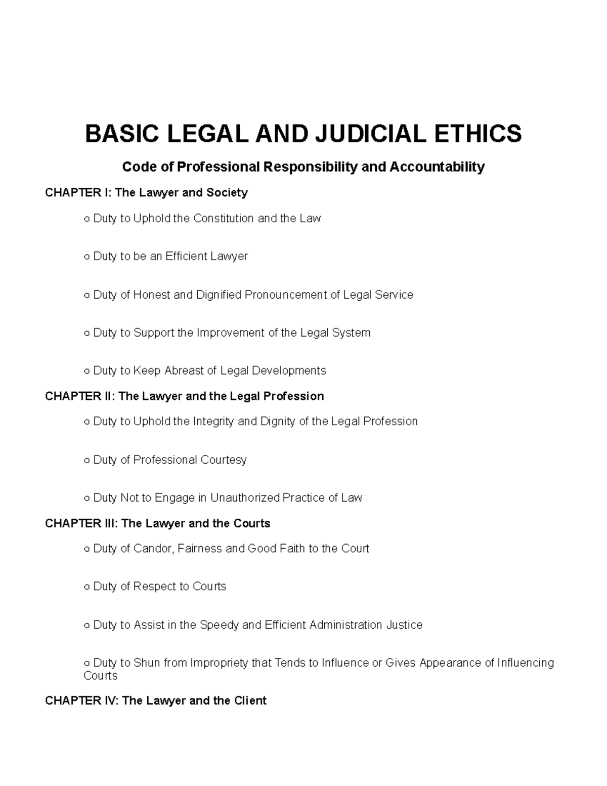 BLJE - Overview of Legal & Judicial Ethics: Responsibilities of Lawyers ...