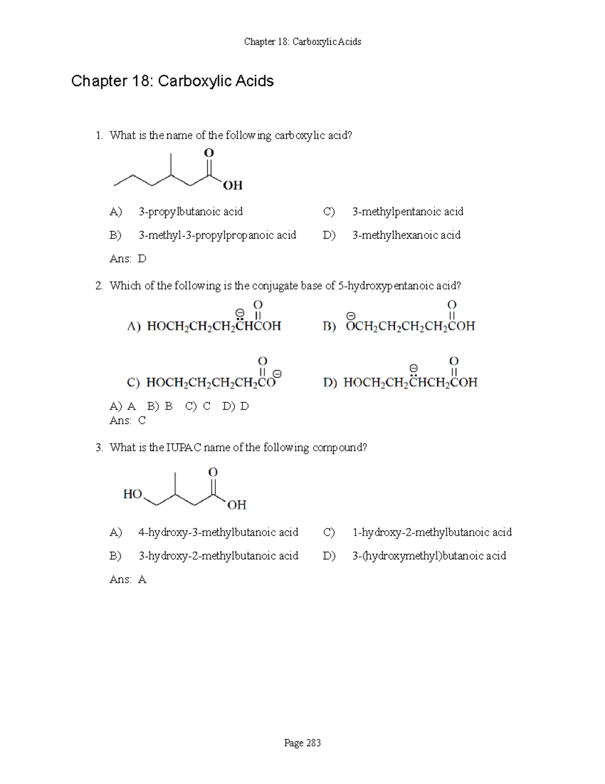 Carboxylic Acids - Chapter 18 Study Notes for CHEM101 - Studocu