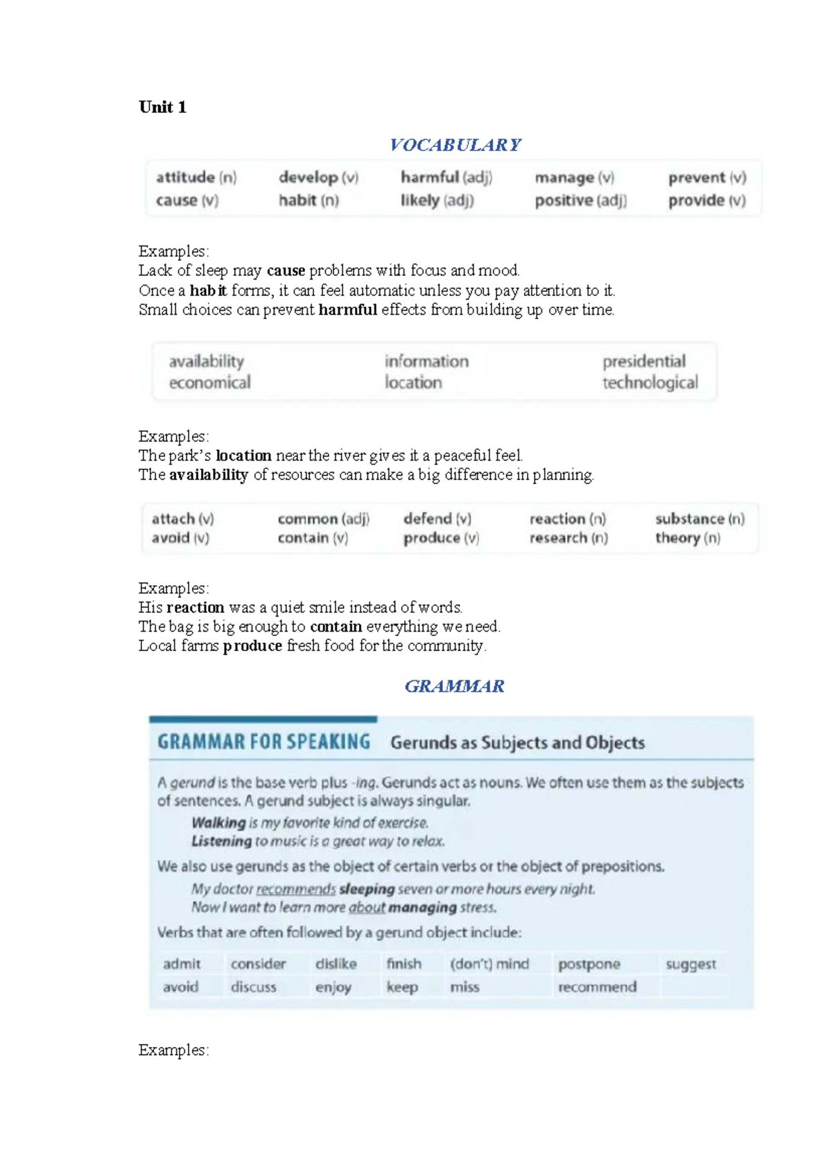 Unit 1-4 Vocabulary & Grammar Review - Improve Skills - Studocu