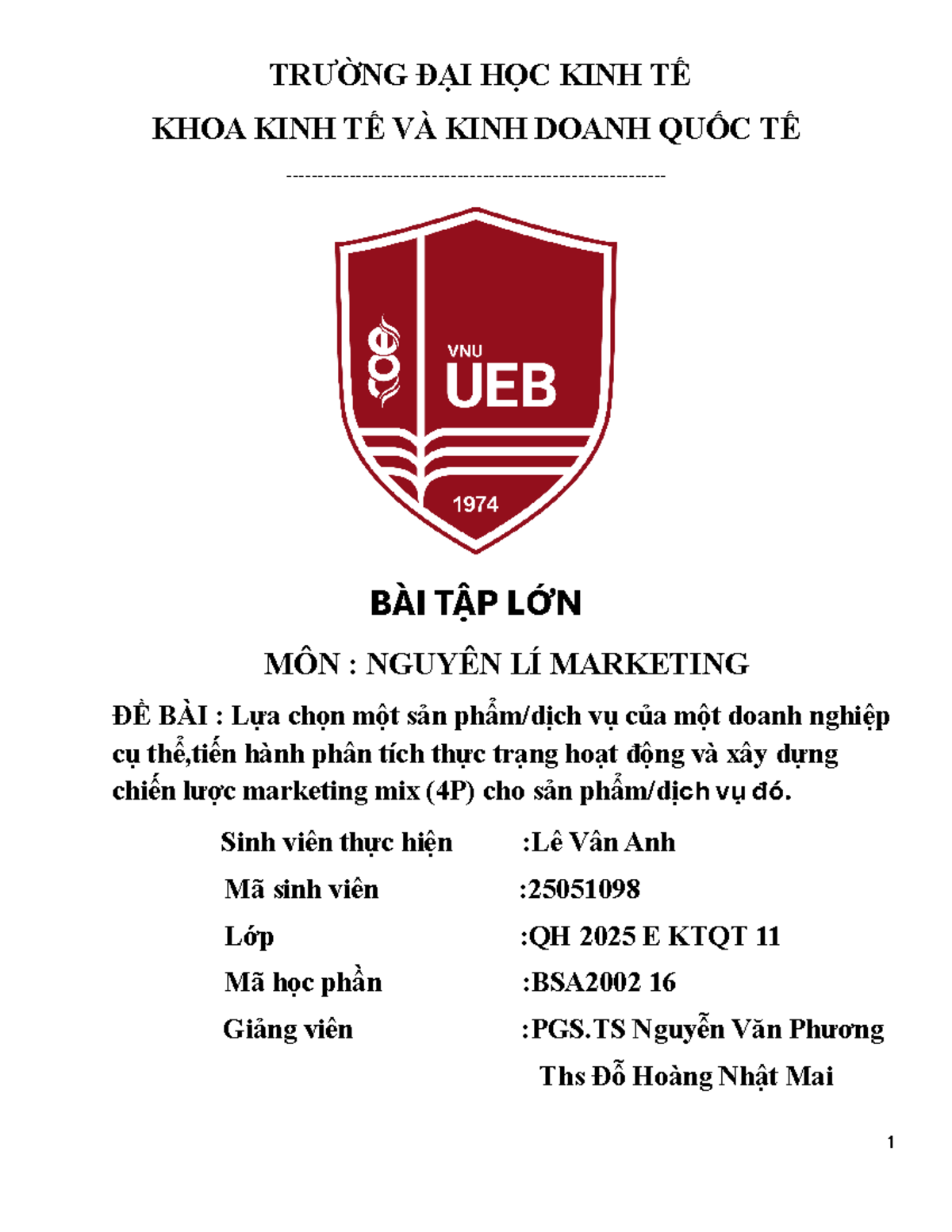 BSA2002 - Phân Tích Chiến Lược Marketing Mix (4P) cho Nước Rửa Tay ...