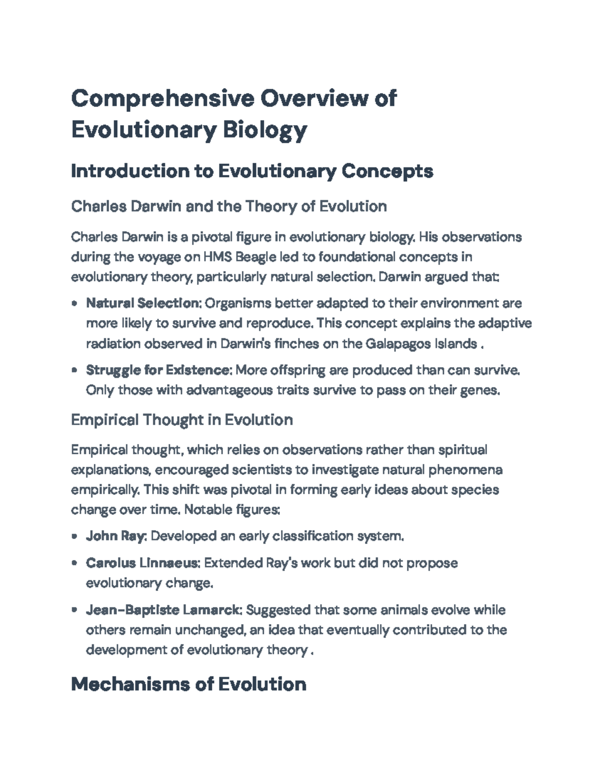 Evolutionary Biology: Key Concepts and Mechanisms Explained ...