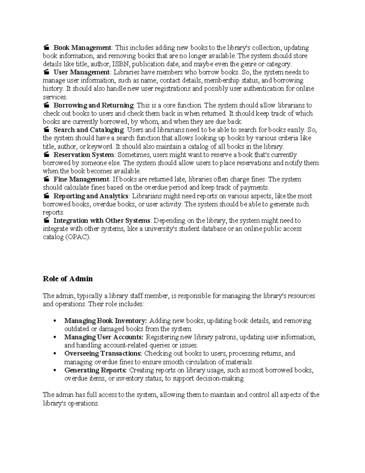 Library Management System Overview: Functions & Roles - Studocu