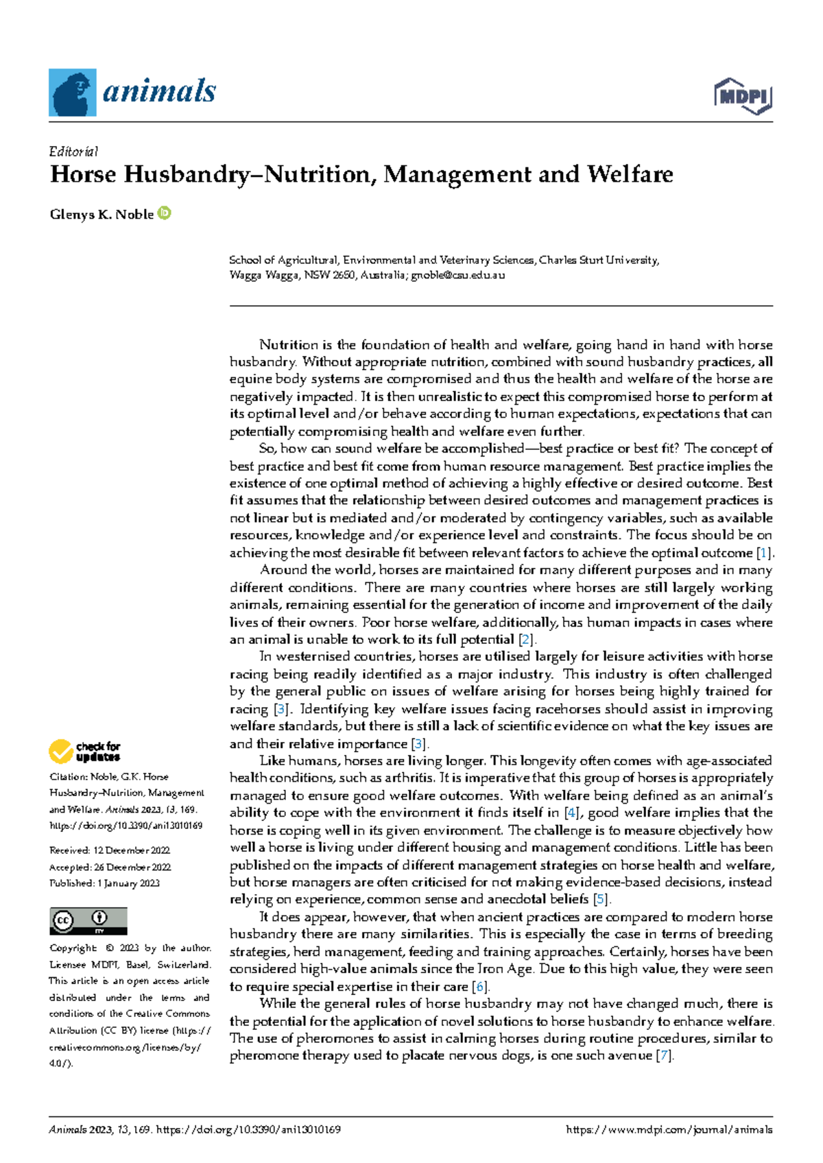 Horse Husbandry: Nutrition Management & Welfare Insights (ANIM 2023 ...