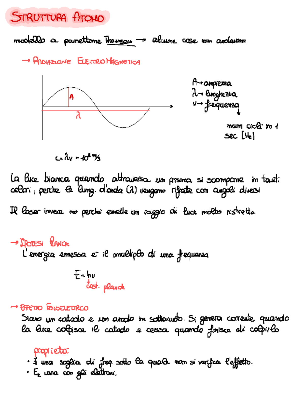 Chimica Atomo: Modello Panettone e Radiazione Elettromagnetica - Studocu