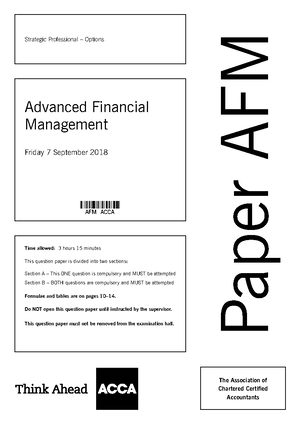ACCA AFM December 2023 Question Paper - ACCA AFM DECEMBER 2023 QUESTION ...