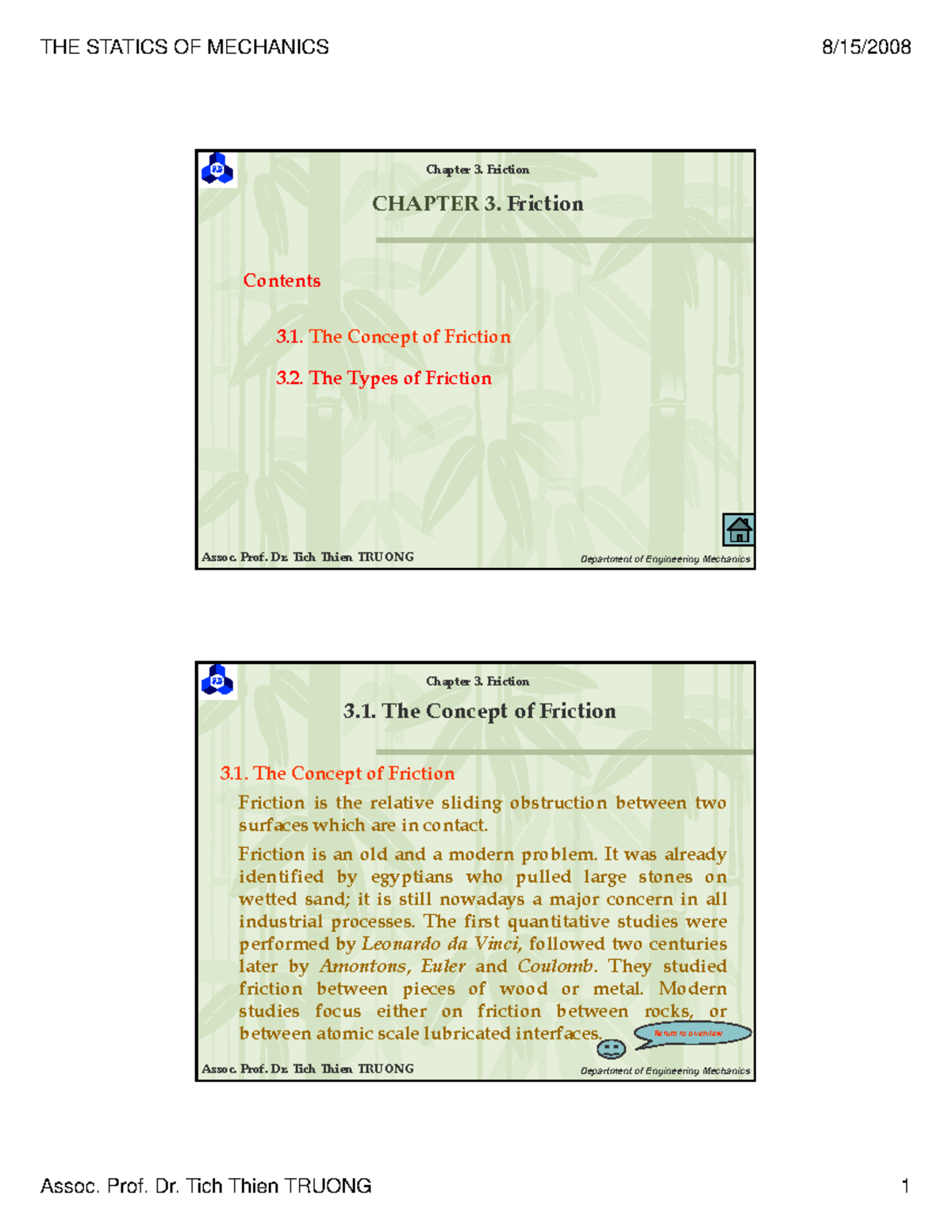 BK Engineering Mechanics: Chapter 3 - Friction Analysis - Studocu