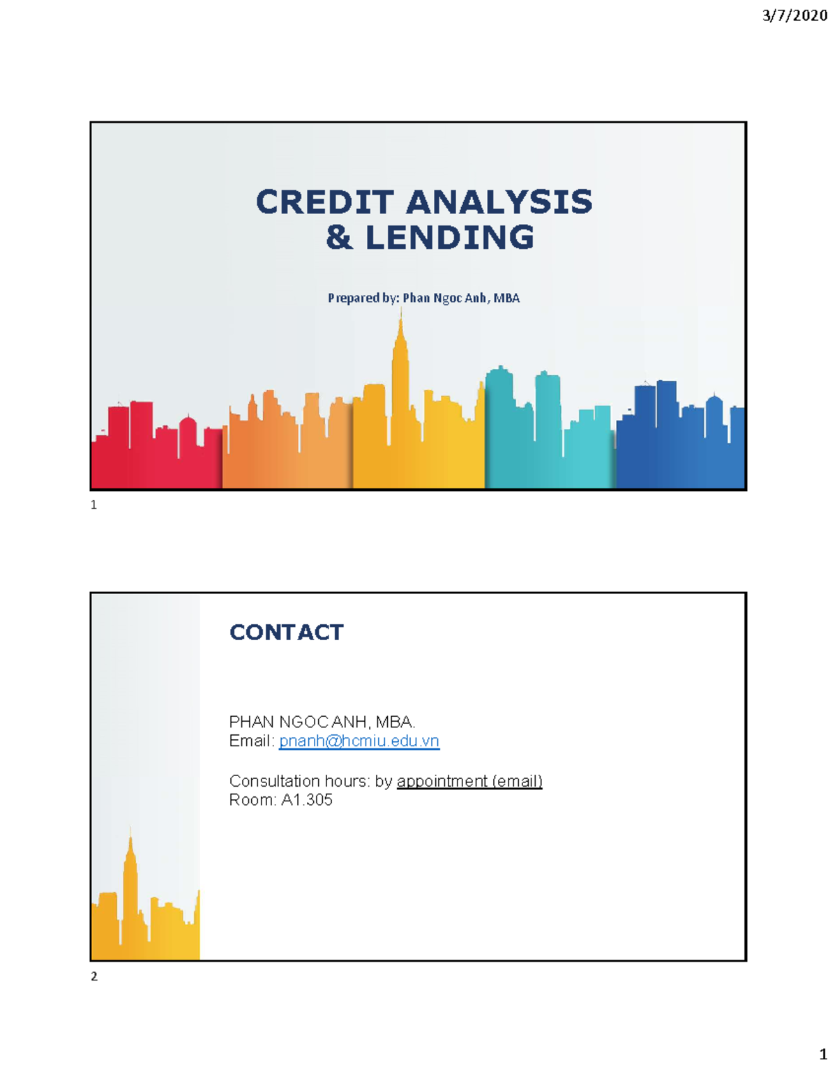CREDIT ANALYSIS LENDING: Key Concepts and Strategies (CAL Lecture 1 ...